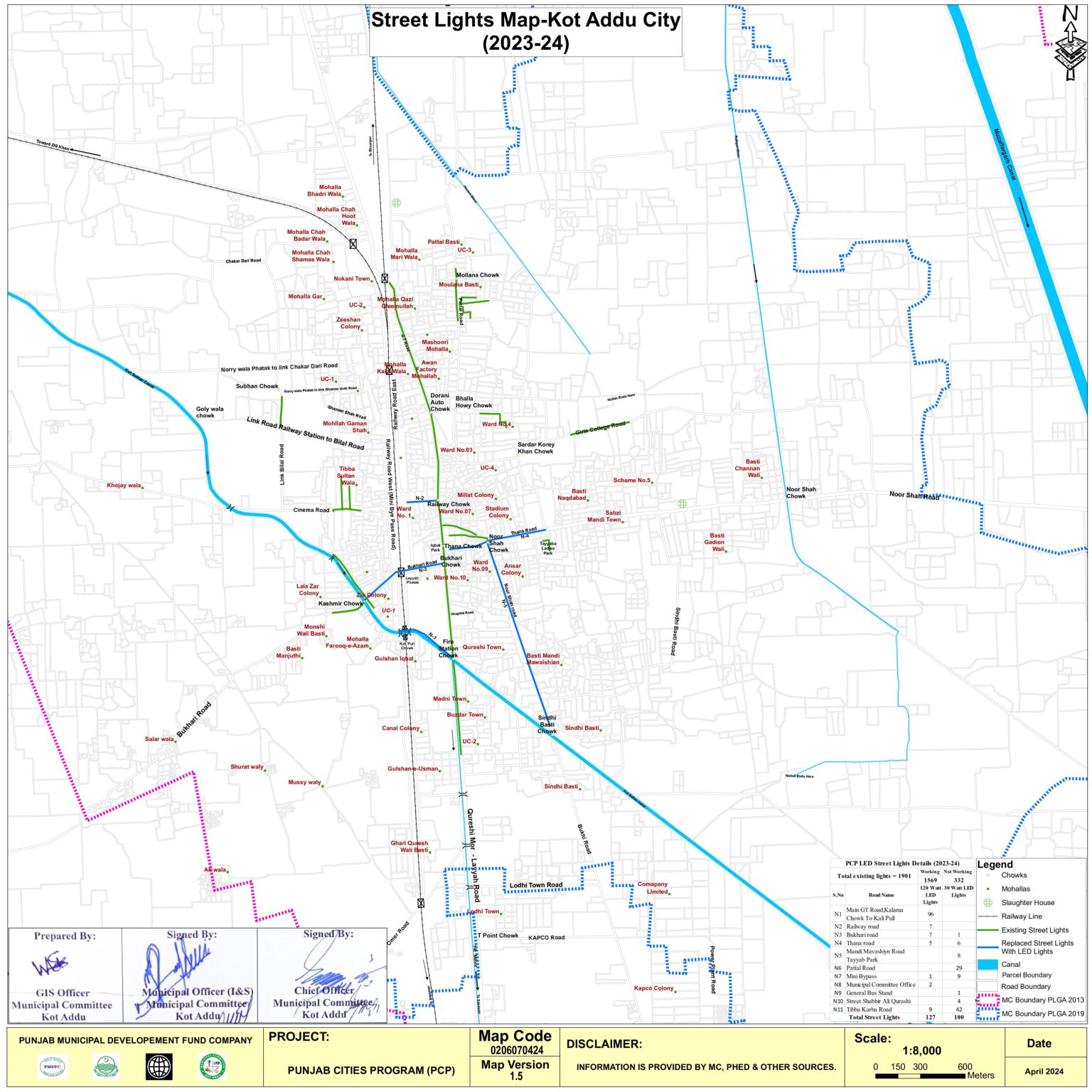 Street Lights Map – Kot Addu City - Kotaddu